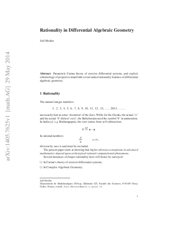 (PDF) Complex Algebraic Geometry