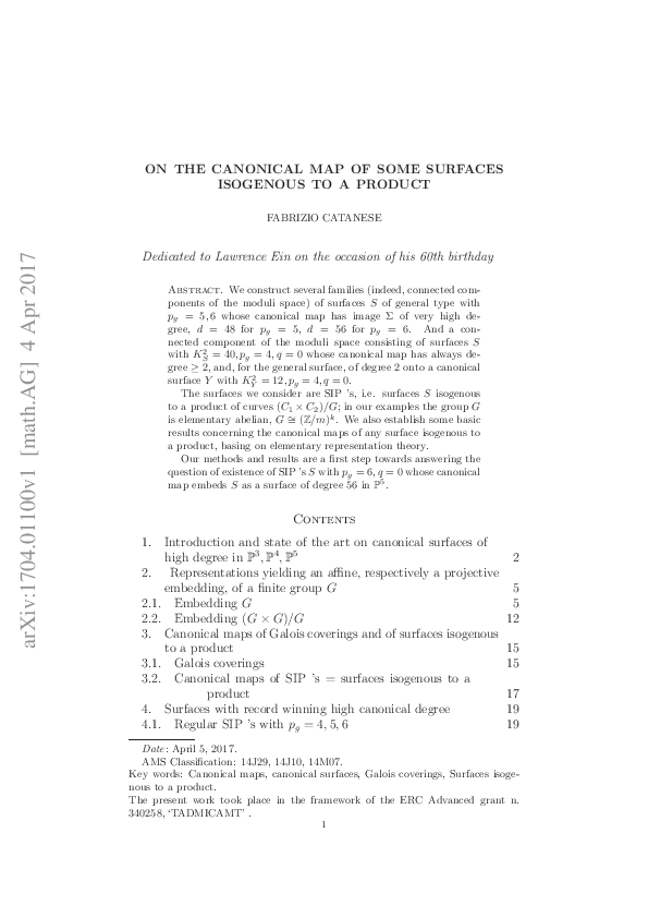 (PDF) On the canonical map of some surfaces isogenous to a product