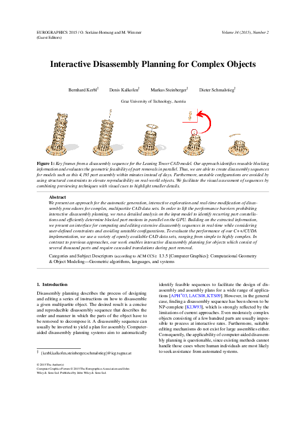 (PDF) Interactive Disassembly Planning for Complex Objects