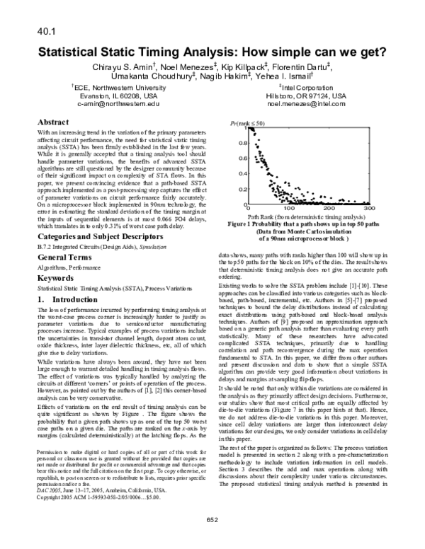 Pdf Statistical Static Timing Analysis