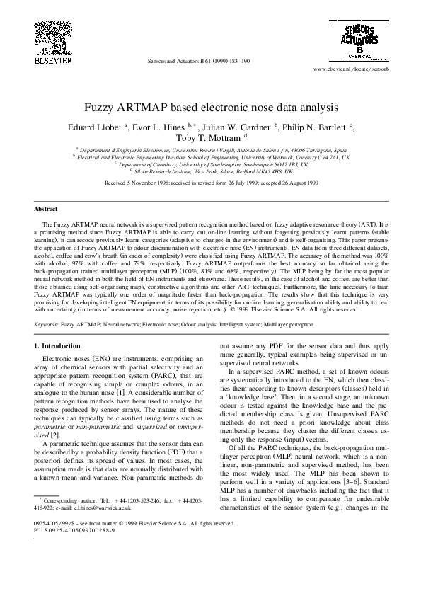 (PDF) Fuzzy ARTMAP based electronic nose data analysis