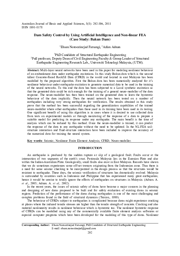 (PDF) Dam safety control by using artificial intelligence and non ...