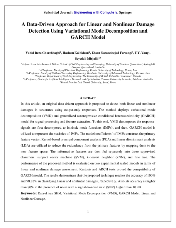 (PDF) A Data-Driven Approach for Linear and Nonlinear Damage Detection ...