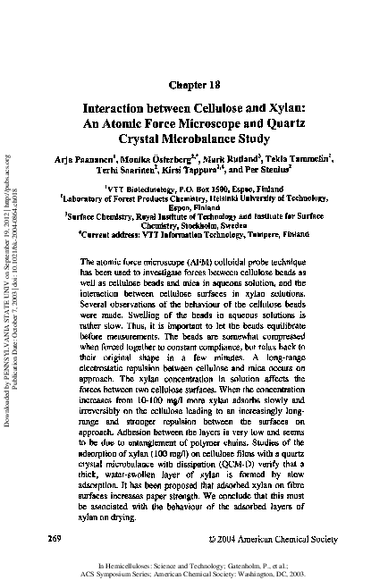 (PDF) Interaction between Cellulose and Xylan: An Atomic Force ...