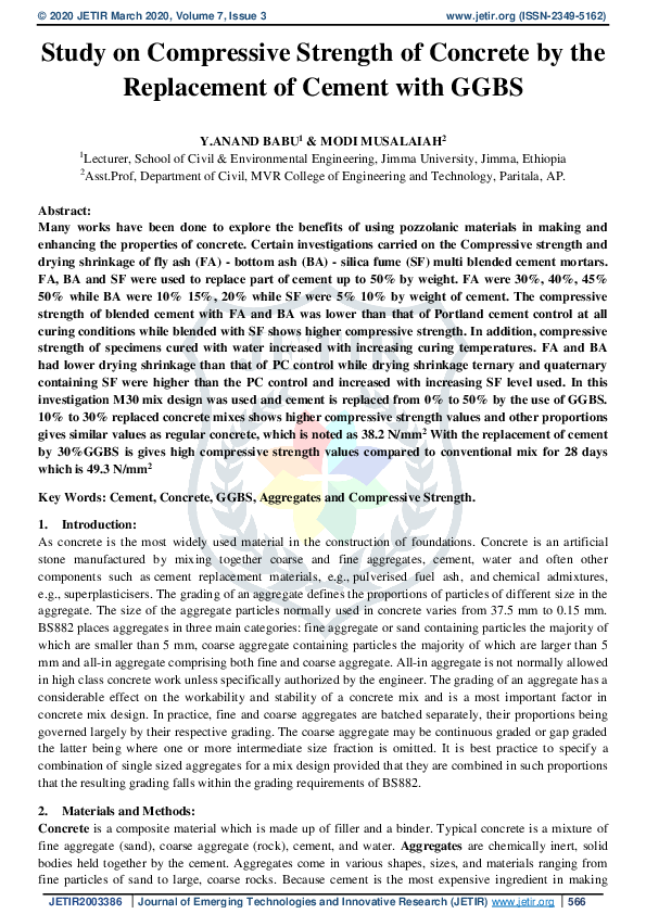 (PDF) Study on Compressive Strength of Concrete by the Replacement of ...