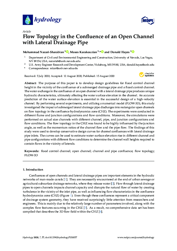 (PDF) Flow Topology in the Confluence of an Open Channel with Lateral Drainage Pipe