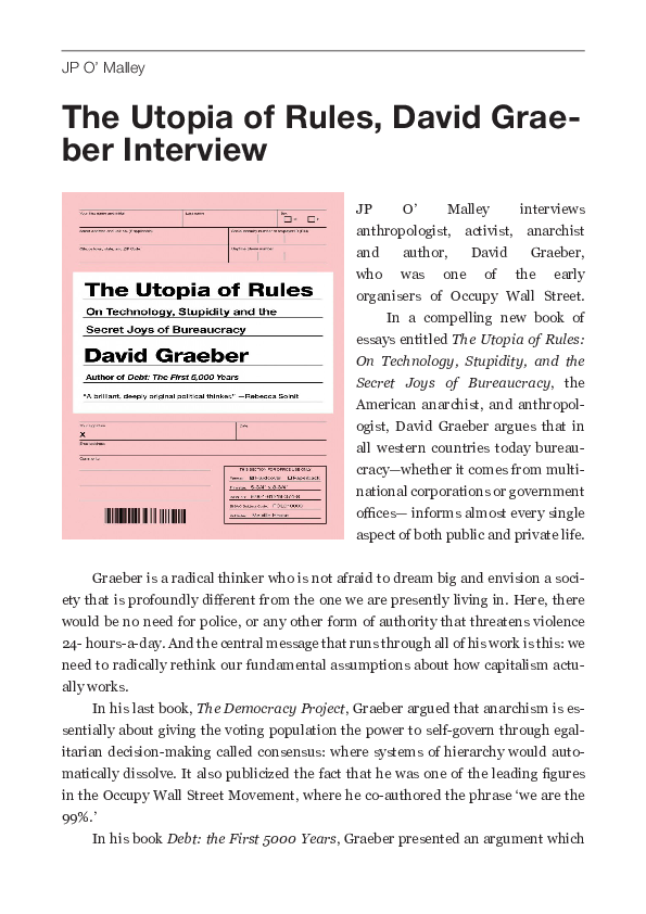 (PDF) David Graeber Interview: The Utopia of Rules
