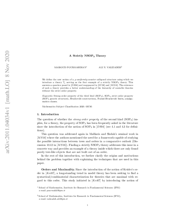 (PDF) A Strictly NSOP_3 Theory