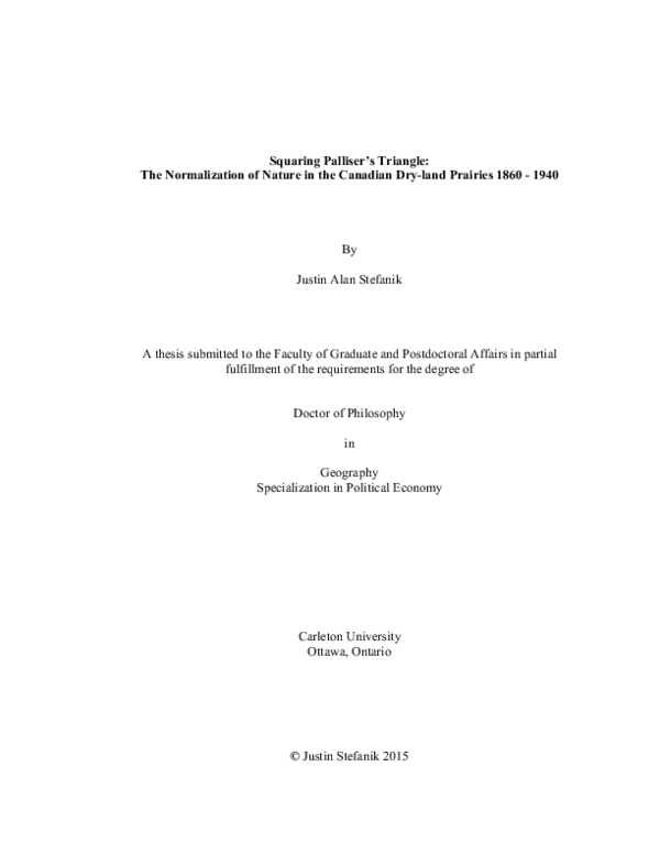 (PDF) Squaring Palliser's Triangle: The Normalization of Nature in the ...