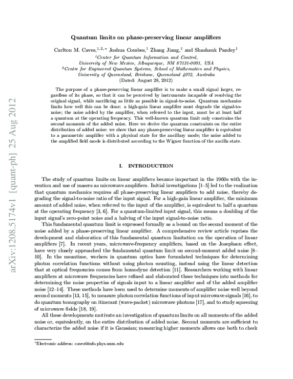 (PDF) Quantum limits on phase-preserving linear amplifiers