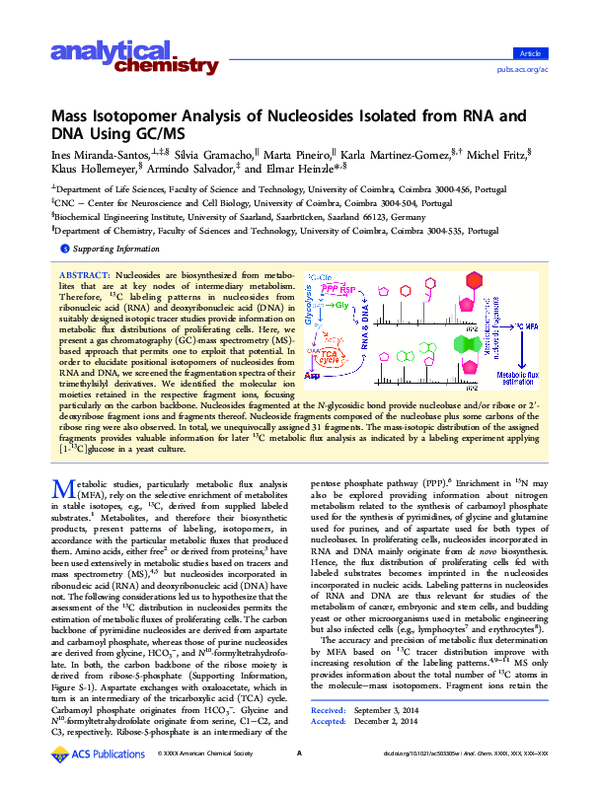 (PDF) Mass Isotopomer Analysis of Nucleosides Isolated from RNA and DNA ...