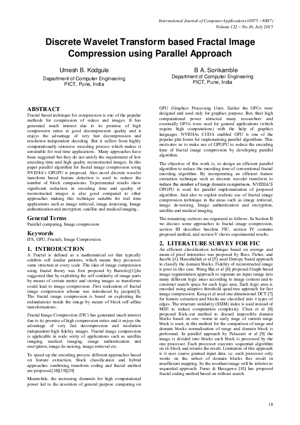 (PDF) Discrete Wavelet Transform based Fractal Image Compression using ... (PDF) Discrete Wavelet Transform based Fractal Image Compression using ...