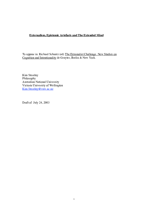 (PDF) The Externalist Challenge