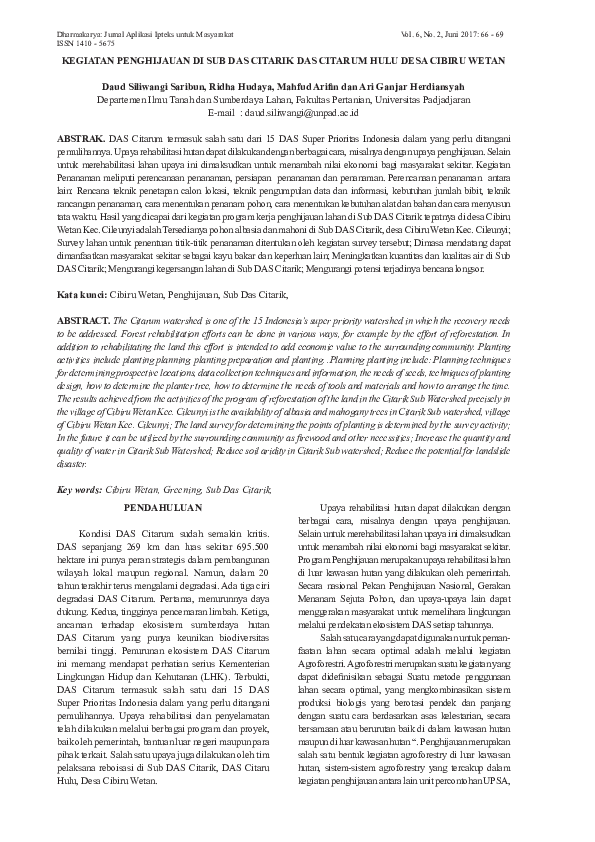 (PDF) Kegiatan Penghijauan DI Sub Das Citarik Das Citarum Hulu Desa ...