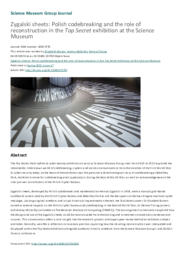 (PDF) Zygalski sheets: Polish codebreaking and the role of ...
