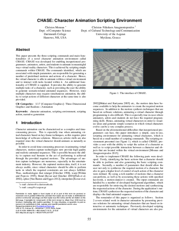 (PDF) CHASE: character animation scripting environment | Christos-Nikolaos Anagnostopoulos ...
