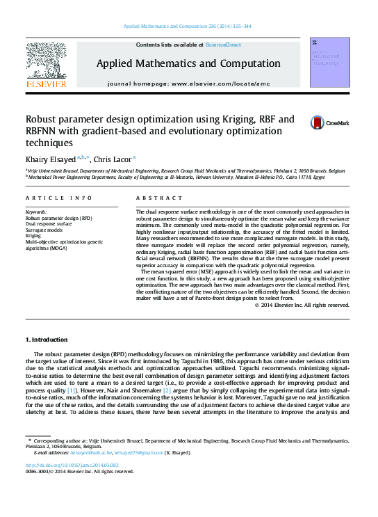 (PDF) Robust parameter design optimization using Kriging, RBF and RBFNN with gradient-based and ...