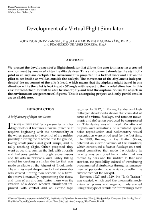 (PDF) Development of a Virtual Flight Simulator