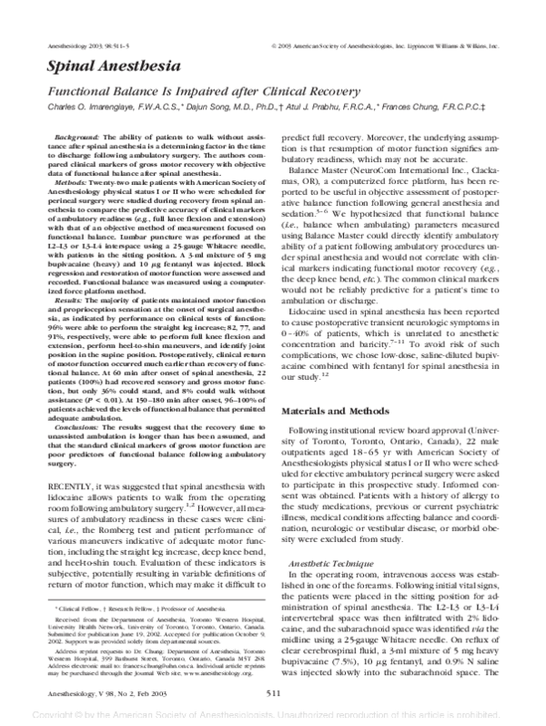 (PDF) Spinal Anesthesia