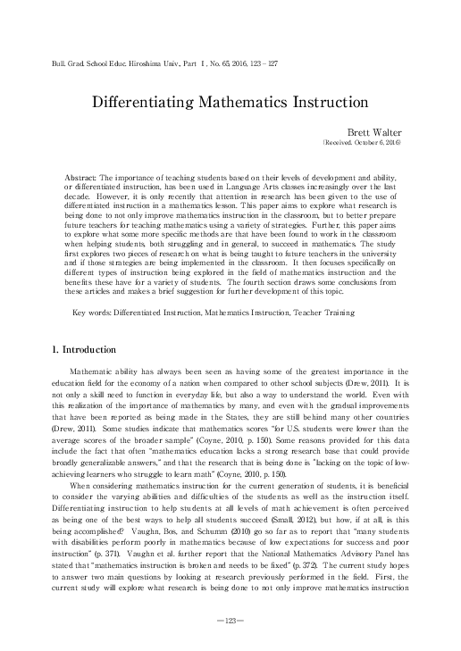 (PDF) Differentiating Mathematics Instruction