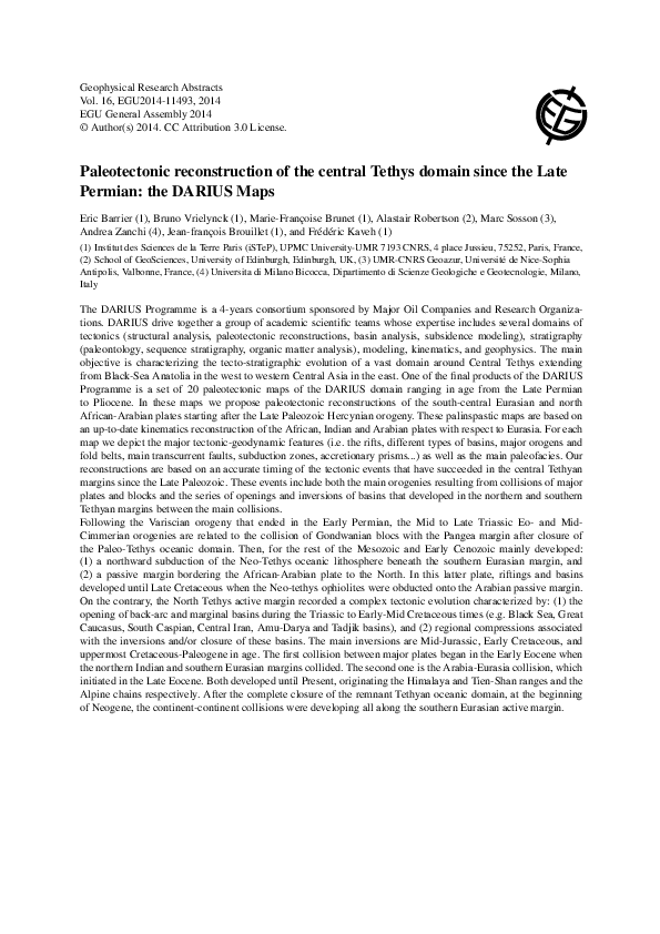(PDF) Paleotectonic reconstruction of the central Tethys domain since ...