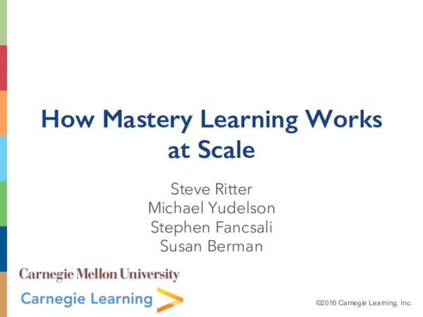 (PDF) How Mastery Learning Works at Scale