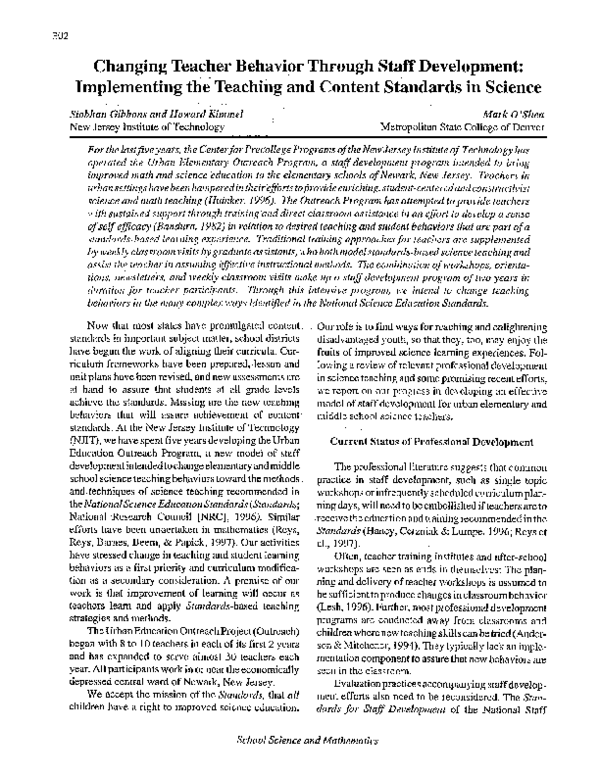(PDF) Changing Teacher Behavior Through Staff Development: Implementing ...