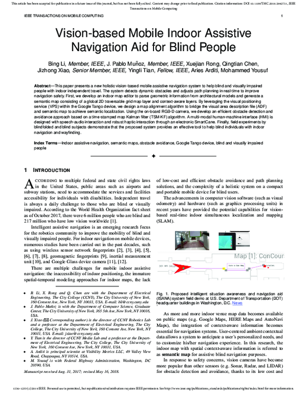 (PDF) Vision-Based Mobile Indoor Assistive Navigation Aid for Blind People