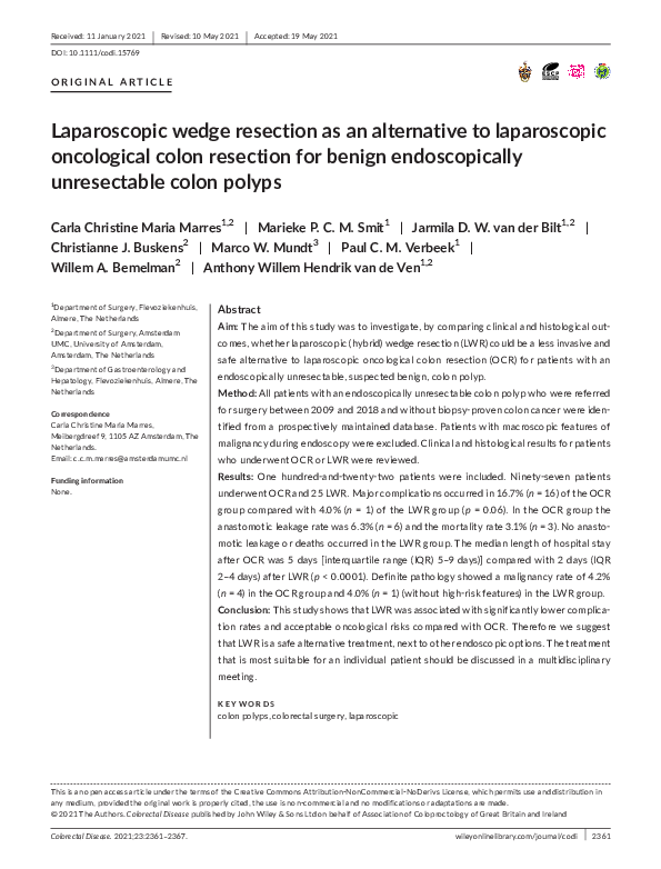 (PDF) Laparoscopic wedge resection as an alternative to laparoscopic ...