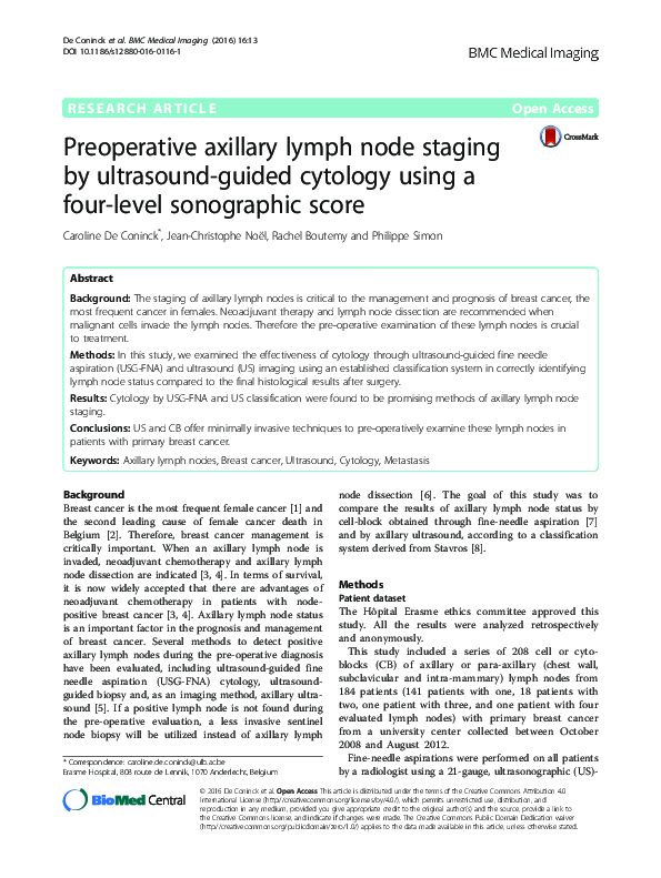 (PDF) Preoperative axillary lymph node staging by ultrasound-guided ...