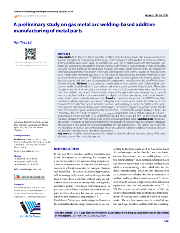 (PDF) A preliminary study on gas metal arc welding-based additive ...