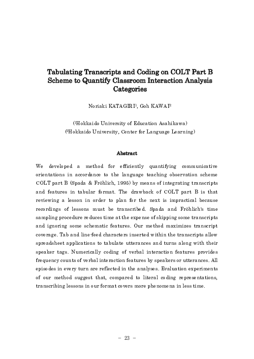 (PDF) Tabulating Transcripts and Coding on COLT Part B Scheme to ...