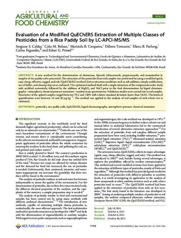 (PDF) Evaluation of a Modified QuEChERS Extraction of Multiple Classes ...