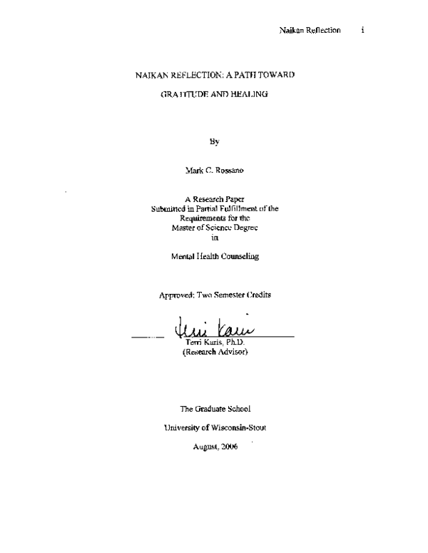 (PDF) Naikan Reflection: A Path Toward Gratitude and Healing