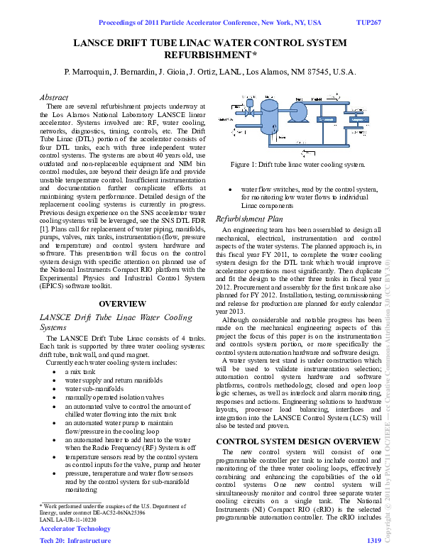 (PDF) LANSCE Drift Tube Linac Water Control System Refurbishment