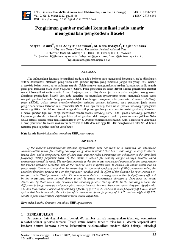 (PDF) Pengiriman gambar melalui komunikasi radio amatir menggunakan pengkodean Base64