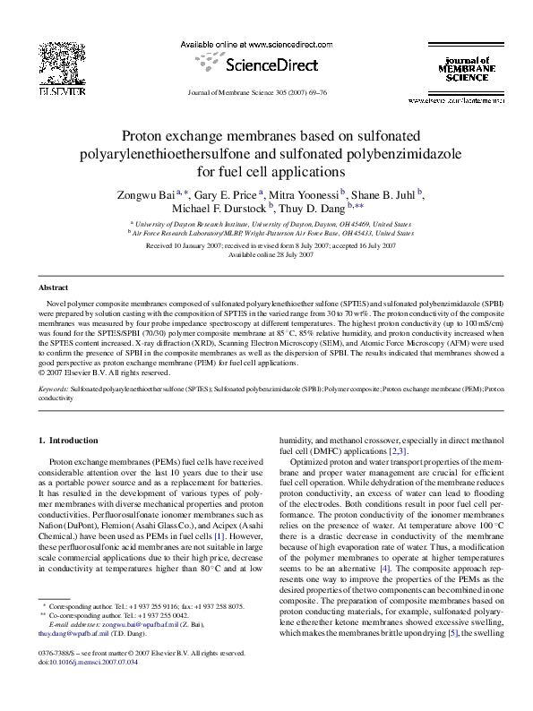 (PDF) Proton exchange membranes based on sulfonated ...
