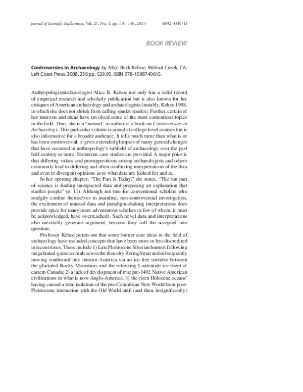 (PDF) Controversies in Archaeology by Alice Beck Kehoe