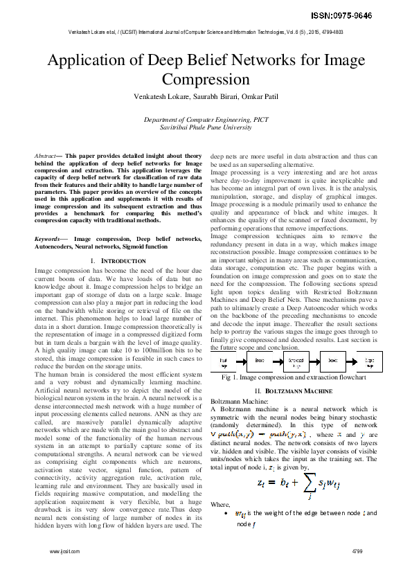 (PDF) Application of Deep Belief Networks for Image Compression