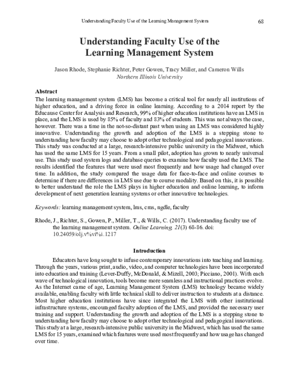 (PDF) Understanding Faculty Use of the Learning Management System