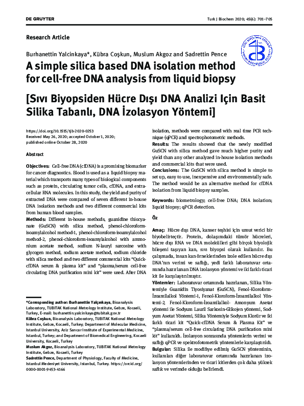 (PDF) A simple silica based DNA isolation method for cell-free DNA ...