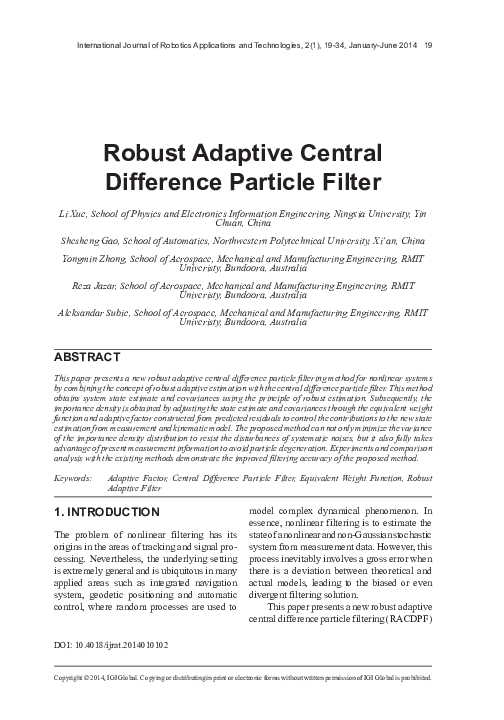 (PDF) Robust Adaptive Central Difference Particle Filter