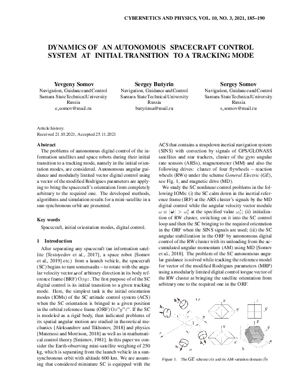(PDF) Dynamics of an autonomous spacecraft control system at initial ...