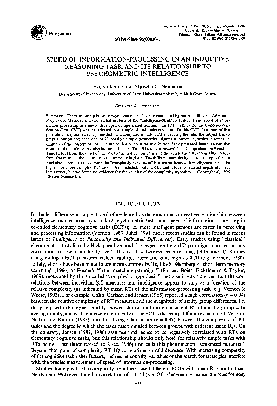 (PDF) Speed of information-processing in an inductive reasoning task ...