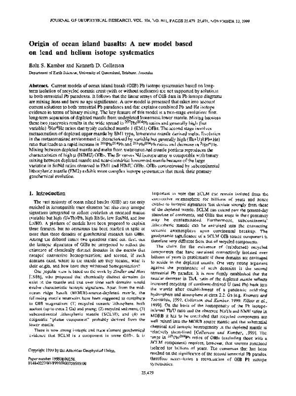 (PDF) Origin of ocean island basalts: A new model based on lead and ...