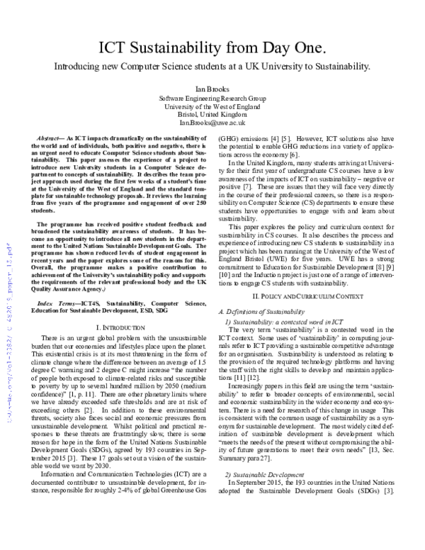 (PDF) ICT Sustainability from Day One: Introducing New Computer Science ...