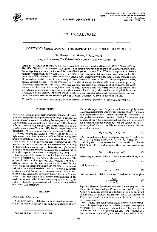 (PDF) In-situ calibration of the implantable force transducer