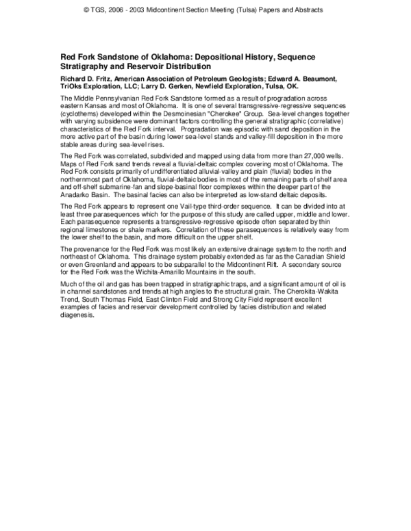 (PDF) Red Fork Sandstone of Oklahoma: Depositional History, Sequence ...