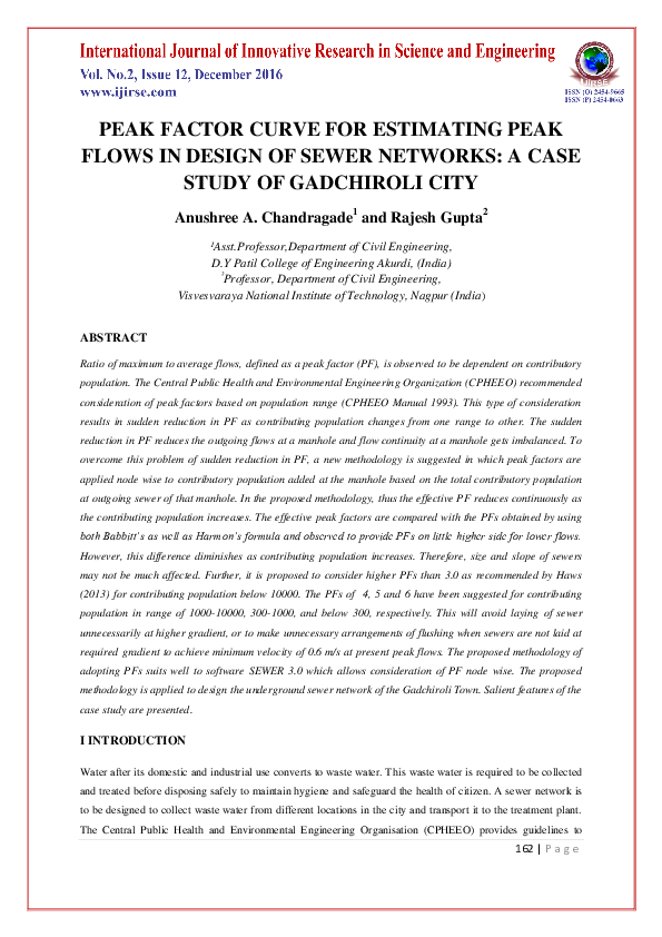 (PDF) Peak Factor Curve for Estimating Peak Flows in Design of Sewer ...