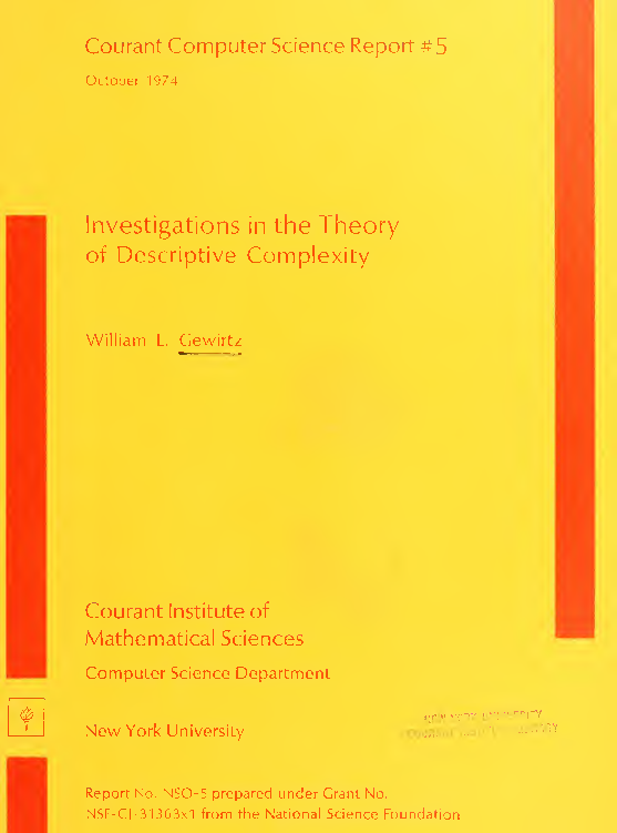 (PDF) Investigations in the Theory of Descriptive Complexity